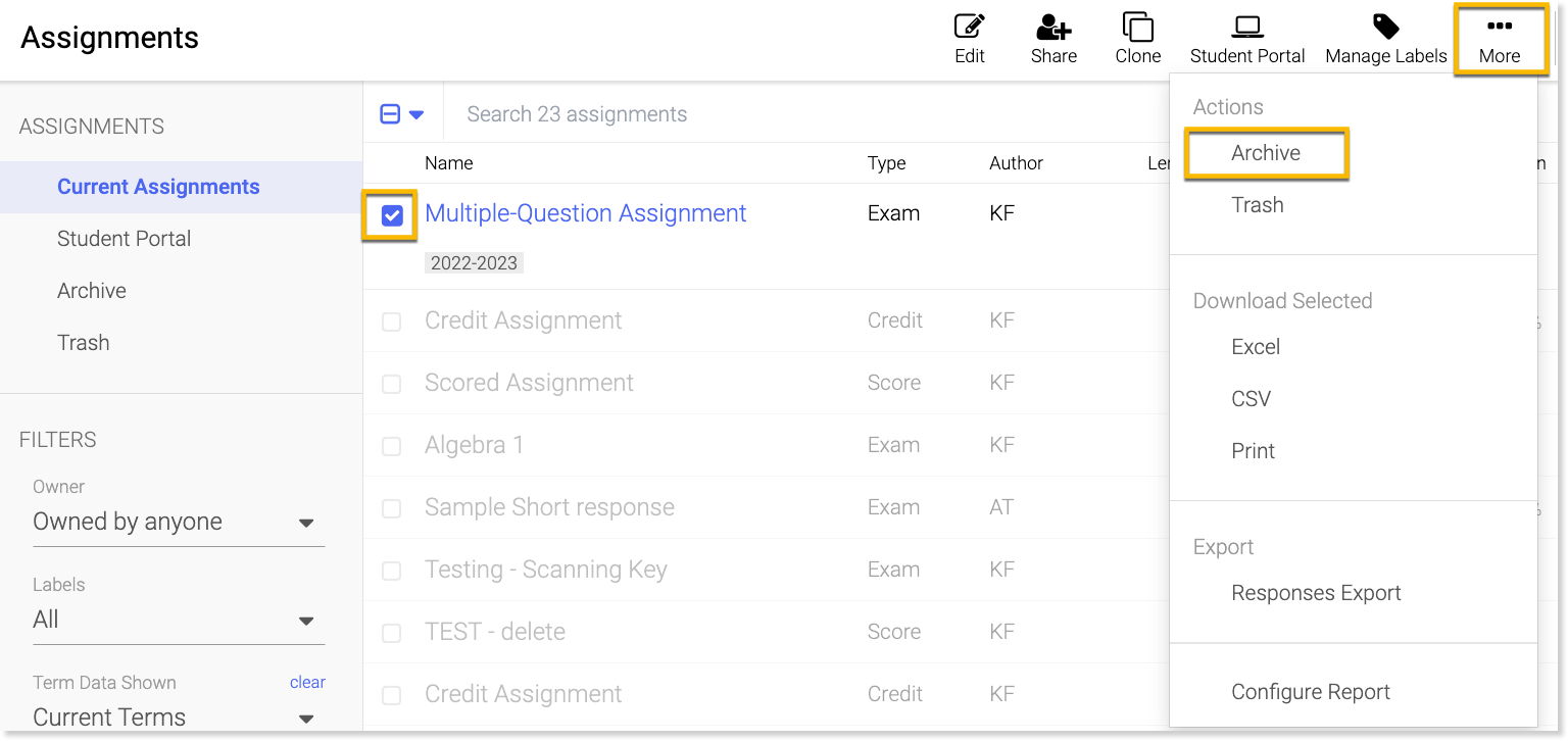 Archive Assignments – Gradient Help Center